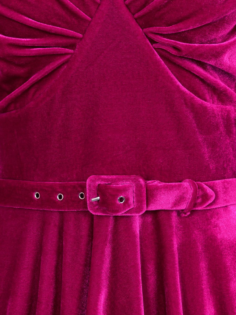 Glamour Bunny Marilyn Swing Dress Magenta Velvet