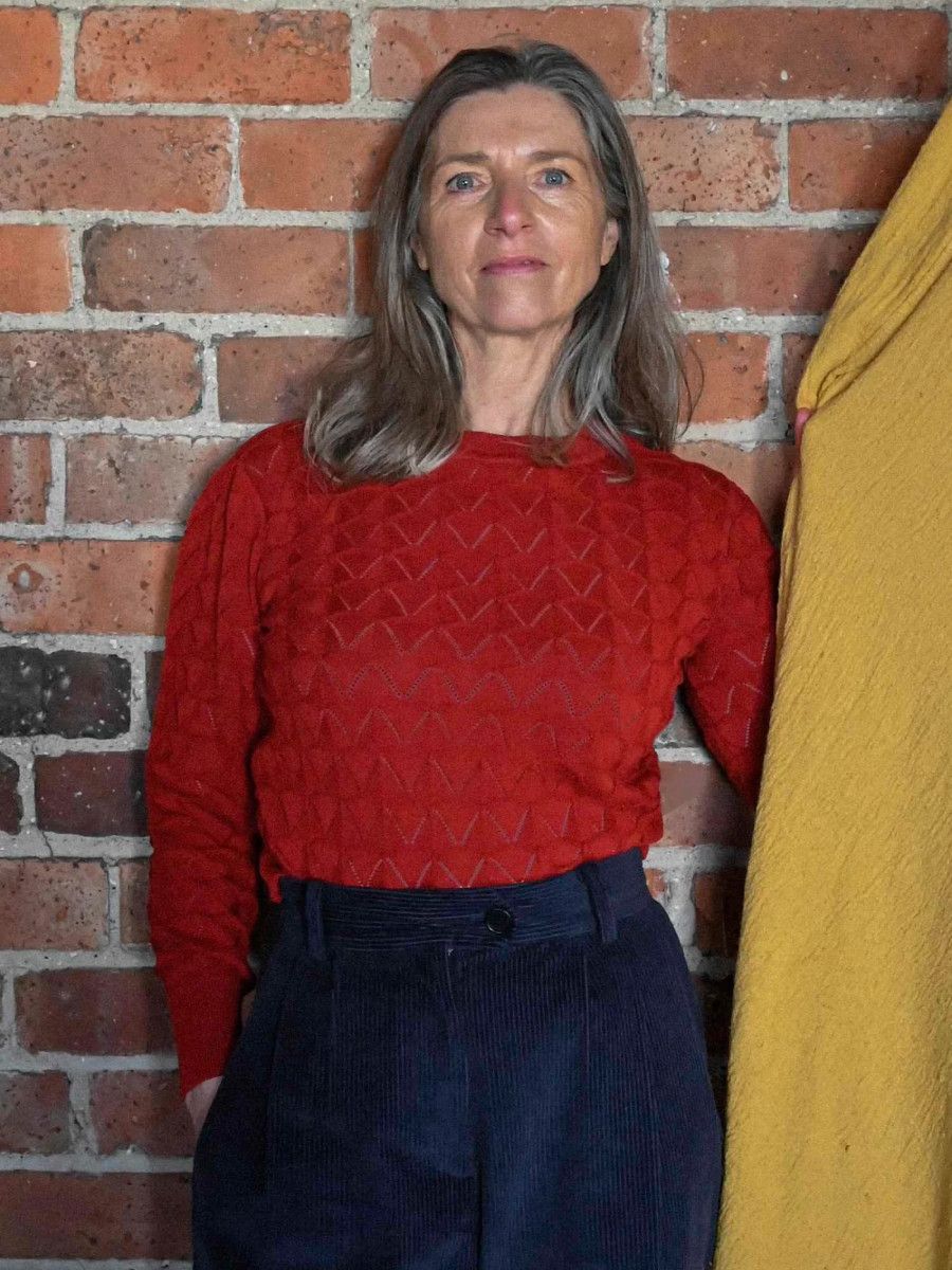 Palava Clara Knit Top Rust Pointelle